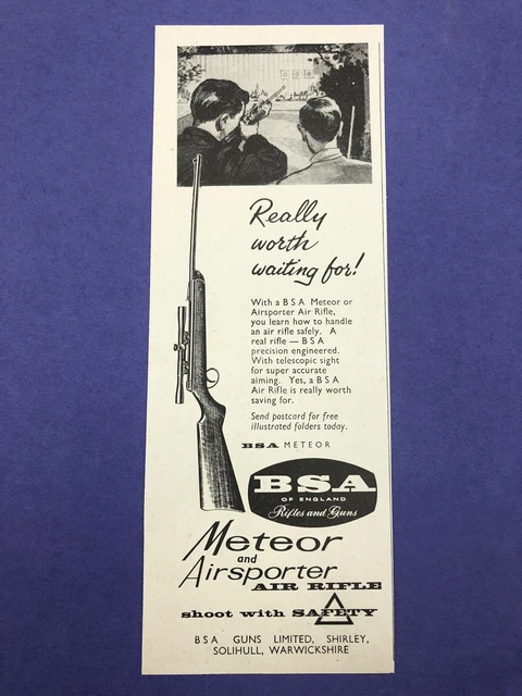 BSA METEOR AIRSPORTER Air Rifles 1962 Advert Cutting £3.25 - PicClick UK