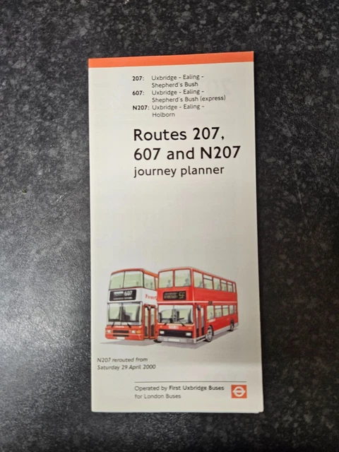 LONDON TRANSPORT TIMETABLE Bus Leaflet First Uxbridge Buses London 2000 ...