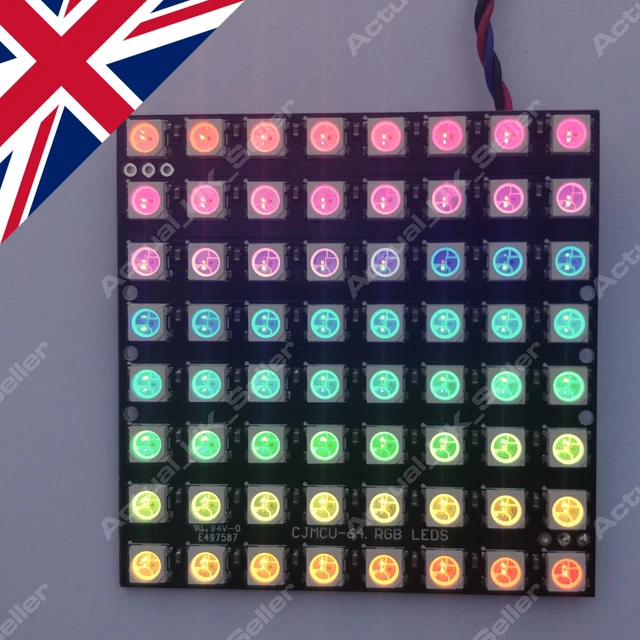 🇬🇧 NEOPIXEL-COMPATIBLE MATRIX 64 8x8 addressable WS2812B 5050 RGB LED ...