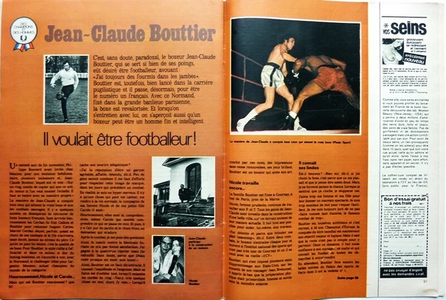 JEAN-CLAUDE BOUTTIER => COUPURE DE PRESSE 3 pages 1972 / CLIPPING Boxe ...