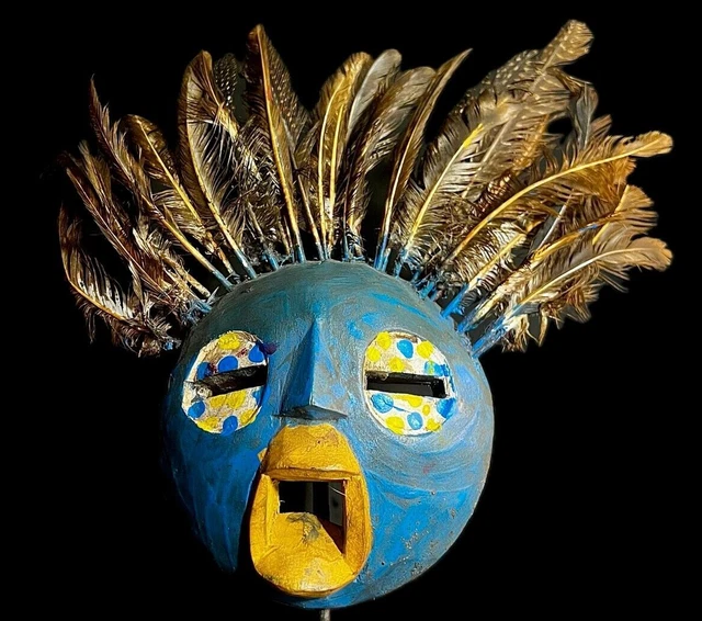 AFRICAN GHANA ROUND African Mask Handmade In Ghana Carved Wood-G1268 ...