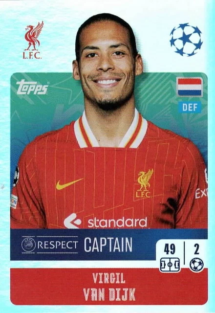 TOPPS UEFA CHAMPIONS League 2024/25 Sticker 260 Captain Virgil Van Dijk ...