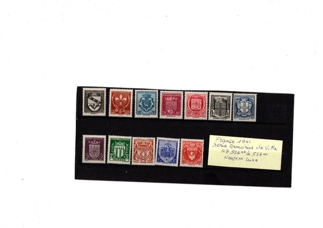 FRANCE 1941 SÉRIE Armoiries de Ville N°526** à 537** Neufs** Luxe EUR 3 ...