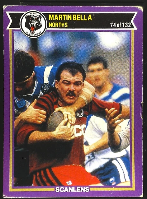 1987 #74 MARTIN Bella North Sydney Bears Scanlens rugby league NRL card ...