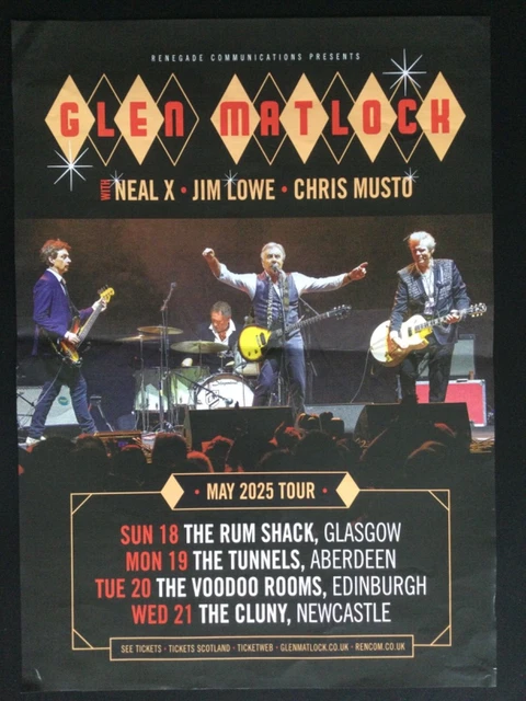 GLEN MATLOCK, OF THE SEX PISTOLS, 2025 TOUR POSTER, PUNK, 1977, PIL ...