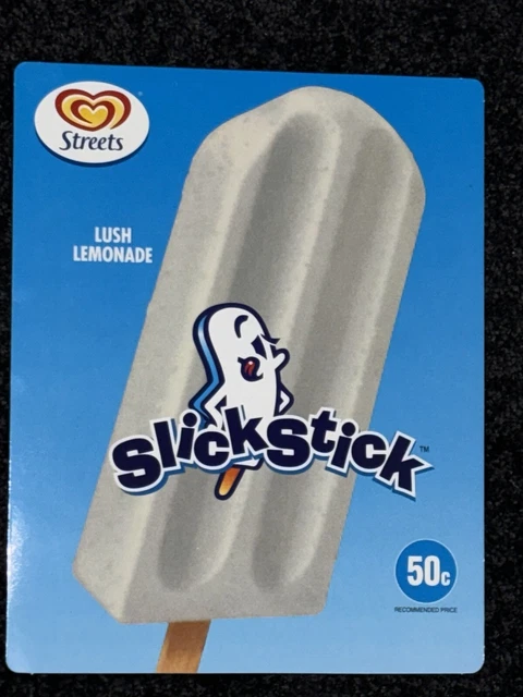 LARGE 1990'S STREETS Slick Stick Ice cream shop advertising price sign ...