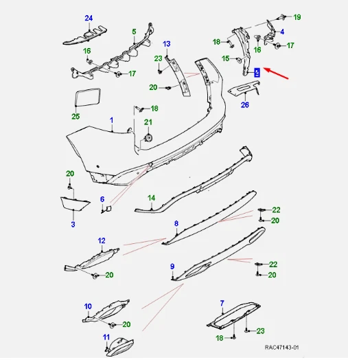 JAGUAR F-PACE X761 Rear Left Bumper Bracket NEW GENUINE £29.98 ...