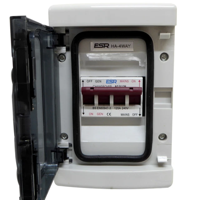 WEATHERPROOF GENERATOR CHANGEOVER Switch 125A Mains Transfer IP65 ...