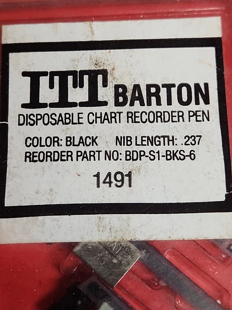 ITT BARTON BLACK Pens for Barton Chart Recorder - 1491 6 pack $45.14 ...