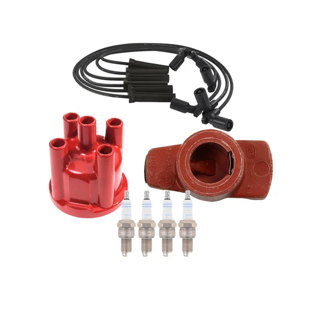 BOSCH DISTRIBUTOR CAP Rotor 4 Spark Plug Denso Wires Kit for W123 230 2 ...