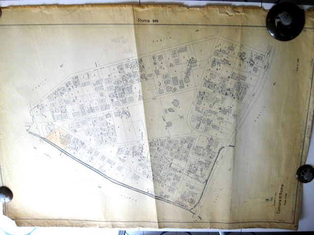 ROMA MAPPA CATASTALE n.949 CASILINA CENTOCELLE SPIGHE EDERA CAMPO 1943 ...