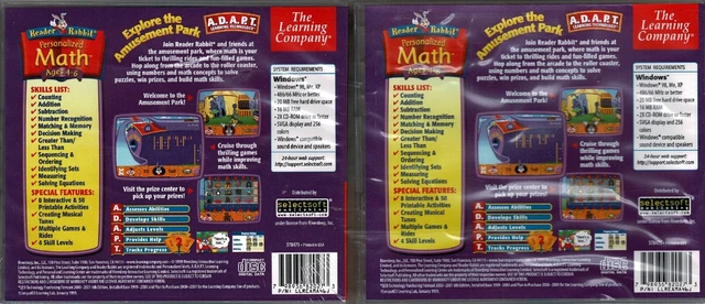 LOT OF 2 Reader Rabbit Personalized Math Ages 4 to 6 Pc New XP Save ...