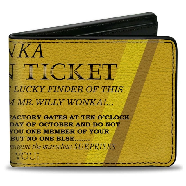 BI-FOLD WALLET WILLY Wonka and the Chocolate Factory Golden Ticket Text ...