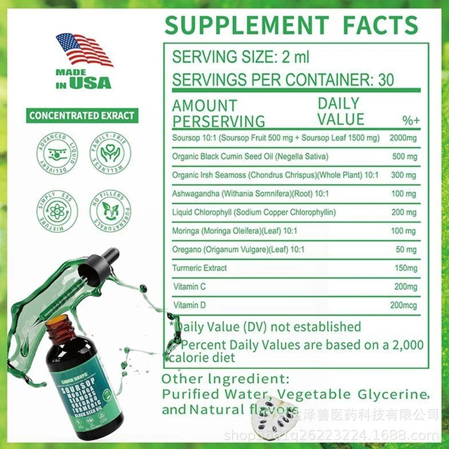 SOURSOP BITTERS LIQUID Drops 10 in 1 Herbal Extracts for Overall Health ...