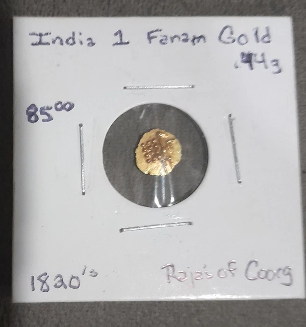 INDIA 1820'S 1 Fanam Gold Rajas Of Coorg $59.99 - PicClick