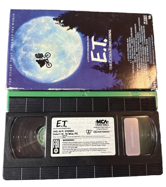 E.T. ET THE Extra Terrestrial VHS-1982-Rare Green and Black Tape ...
