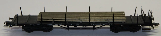 ROCO H0 46490 vierachsiger Rungenwagen mit Schienenladung DB KK in OVP ...