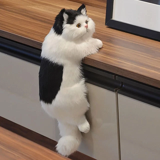 NEW REALISTIC CLIMBING Cat Lifelike Plush Fake Fur Life Size Furry ...