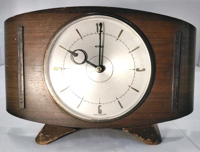 VINTAGE METAMEC MANTLE Clock Wood Wooden Brass ? Kienzle Parts Spares ...