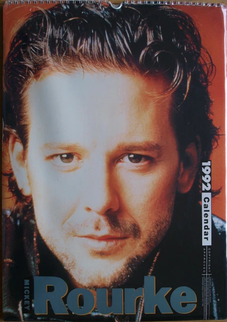 CALENDRIER MICKEY ROURKE 1992 fixation en spirale 30 x 42 cm 12 ...