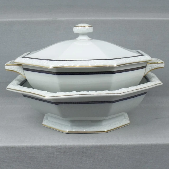 ROSENTHAL MARIA WEISS Mit Kobalt Und Gold Bordüre, Terrine + Schüssel ...