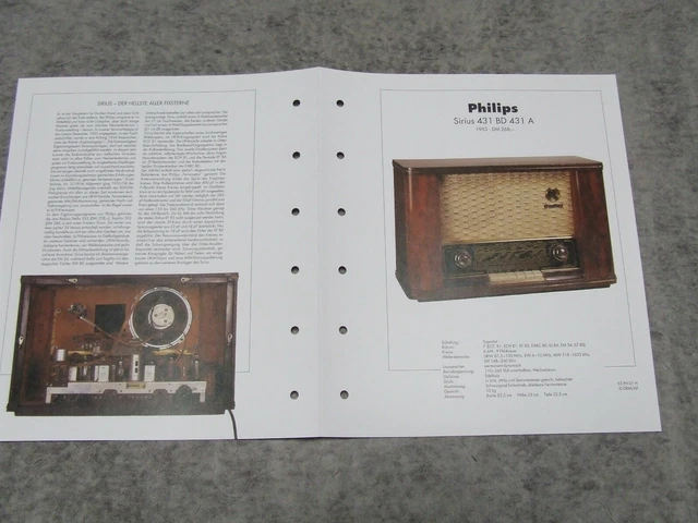 SCHALTPLAN FÜR RÖHRENRADIO Radio Philips Sirius 431 BD 431A ...