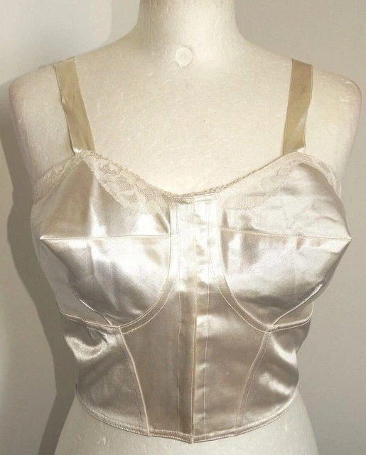 SOUTIEN GORGE 95C bustier neuf satin vrai Vintage ancien 40/50's cône ...
