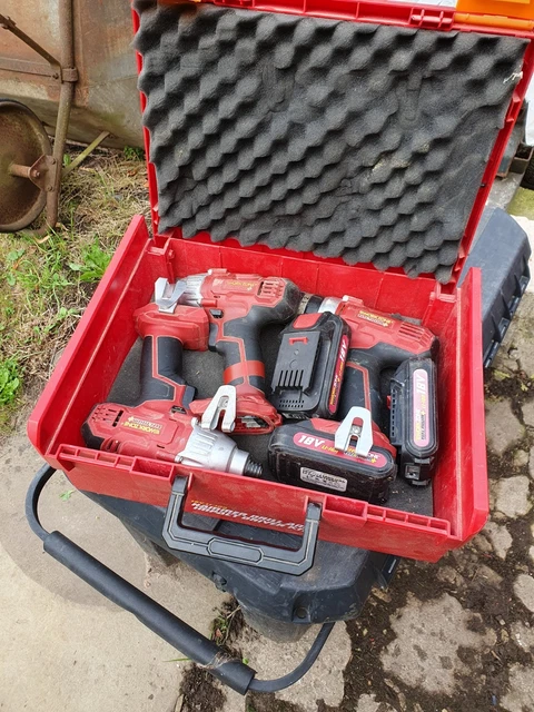 WORK ZONE TITANIUM+ 18V Cordless Impact drives x2/Drill plus batteries ...