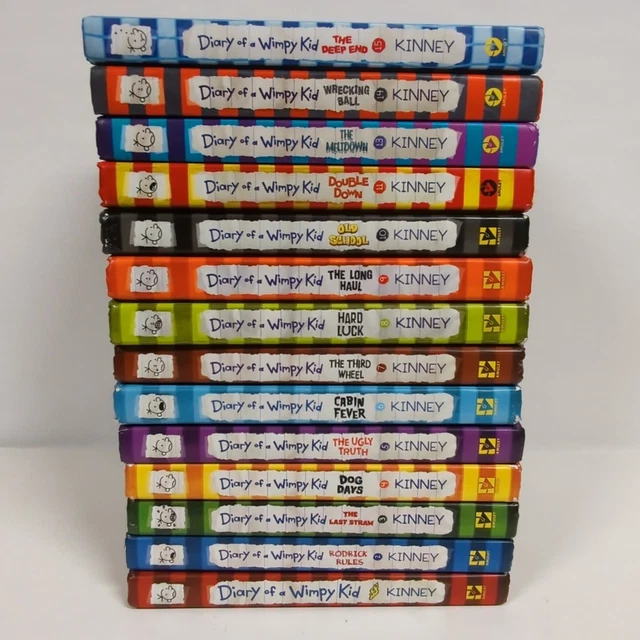 LOT OF 14 Diary of a Wimpy Kid Books Set 1-11, and 13-15 Jeff Kinney ...