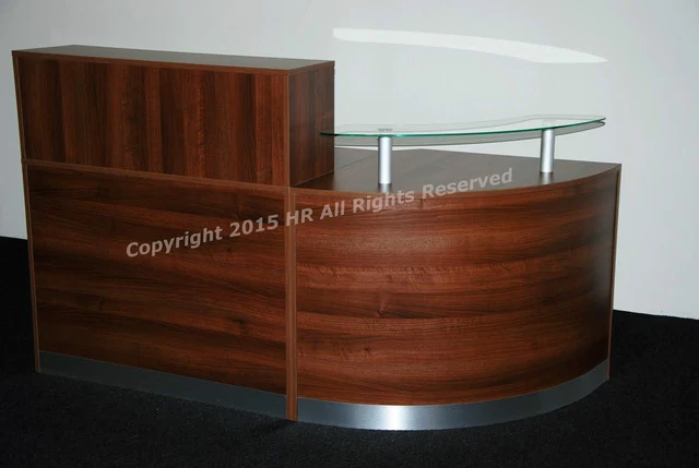 RECEPTION DESK WALNUT reception desk CURVED GLASS UNIT RECEPTION ...