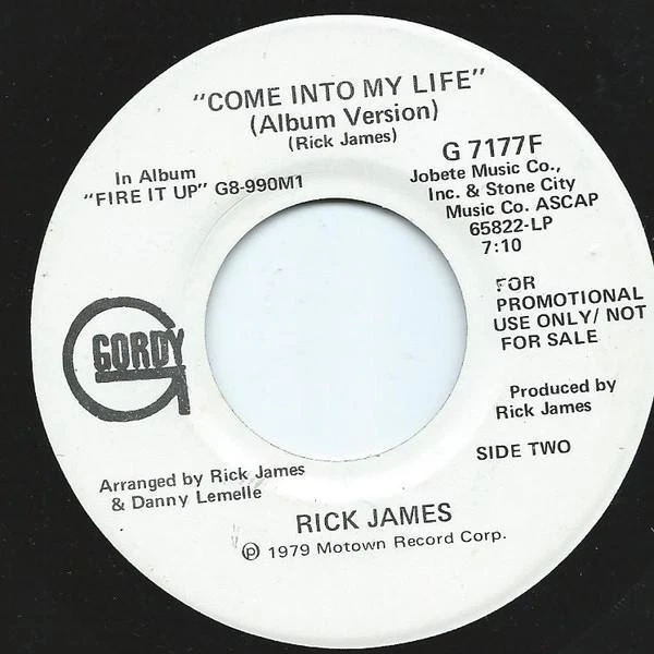 RICK JAMES COME INTO MY LIFE 7" VINYL promo (G7177F) USA GORDY £4.56 ...