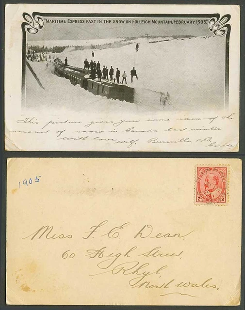 CANADA, TRAIN MARITIME Express Fast in Snow, Folleigh Mountain 1905 Old ...