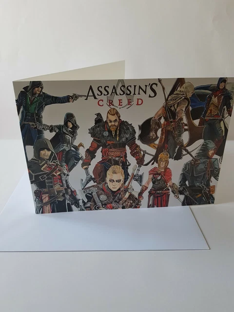 ASSASSINS CREED GREETINGS card, hand drawn, Valhalla, Origins, Computer ...