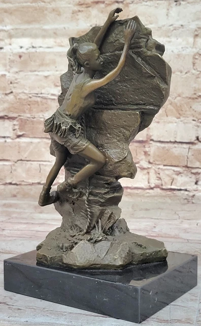 ART DECO FEMALE Rock Climber Genuine Bronze Sculpture by Mario Nick £ ...