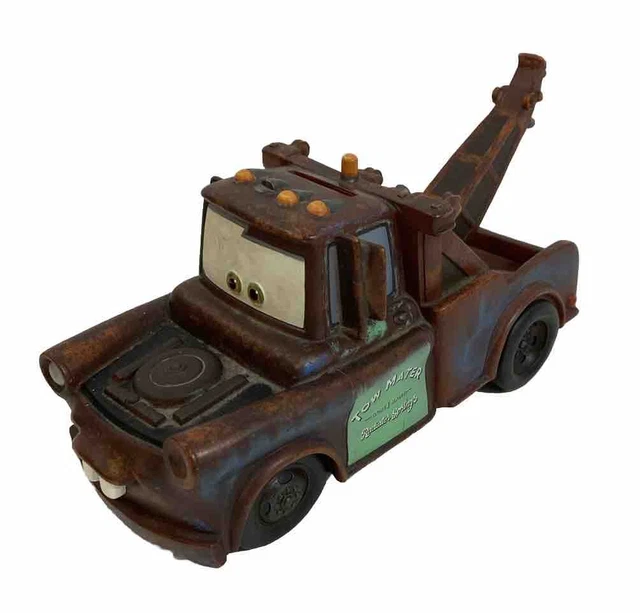 DISNEY PIXAR CARS Tow Mater Plastic Tow Truck Bank8” Long No Bottom ...