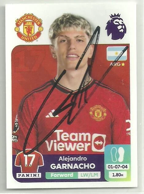 ALEJANDRO GARNACHO - MANCHESTER UNITED - Signed 2024 Panini PL Sticker ...