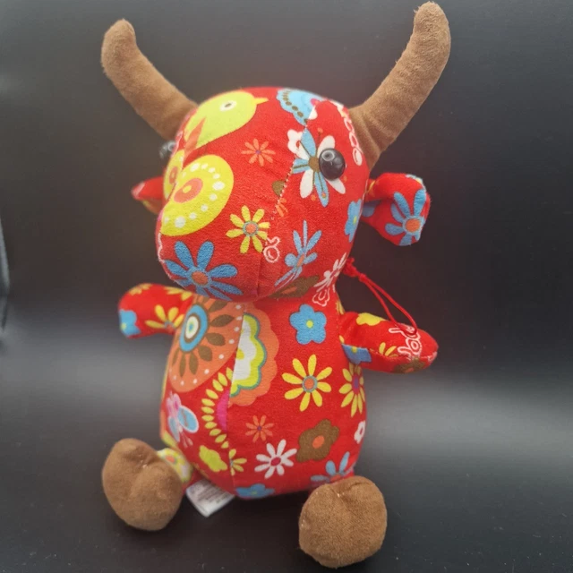 RED BULL PLUSH Stuffed Animal 1960's Style with flowers Gododo £7.55 ...