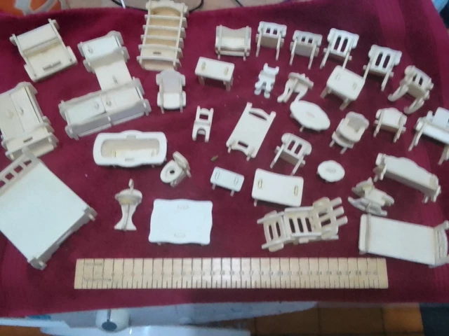 34-PIECE DOLLHOUSE FURNITURE Set - Laser Cut Wooden 3D Puzzles ...