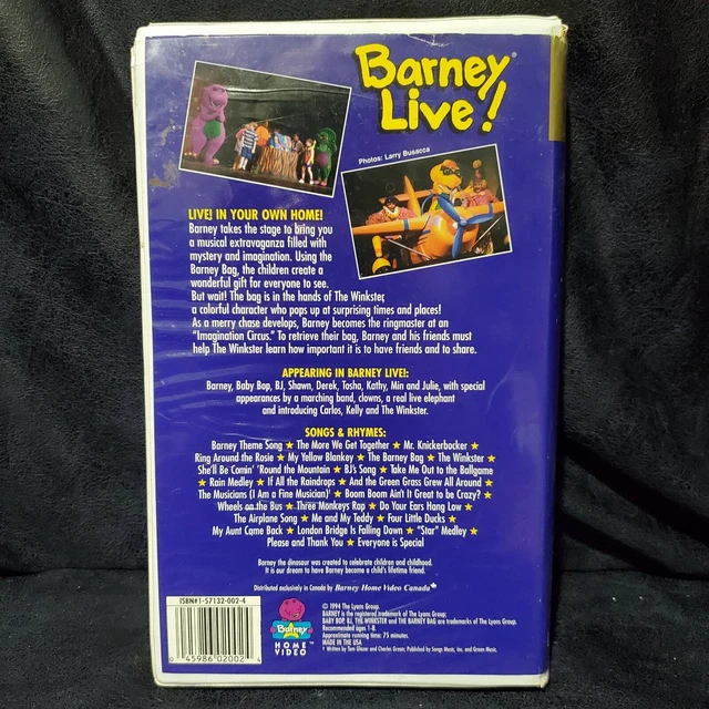 BARNEY - LIVE In New York City (VHS, 1994, Classic Collection) PLEASE ...