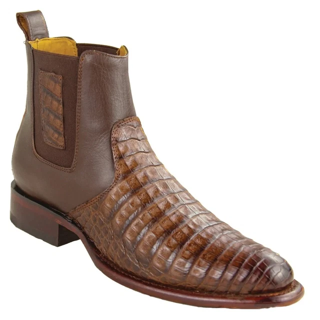 LOS ALTOS MEN'S Genuine Caiman Belly Chelsea Boots Pull On Wide EE £299 ...