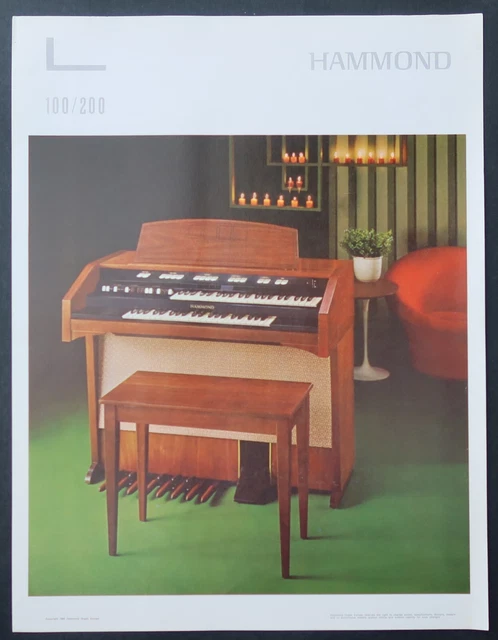 BROCHURE PUBLICITAIRE 1969 orgue HAMMOND L100 L200 organ advertising ...
