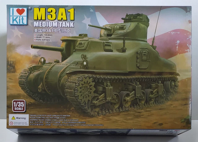 I LOVE KIT 1:35 Tank Kit M3A1 Medium Tank 630 Pieces Art 63516 £55.01 ...