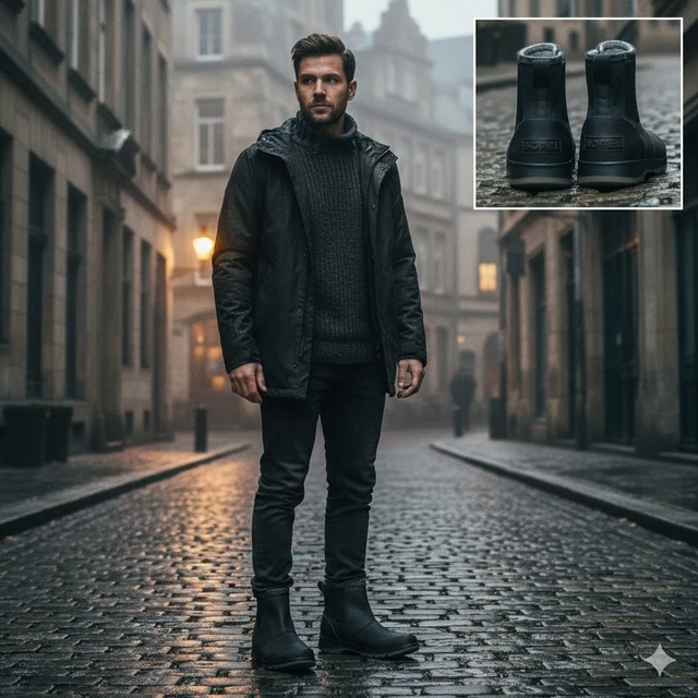 SOREL MENS EXPLORER Blitz Chelsea Boots Black Waterproof Leather Size 9 ...