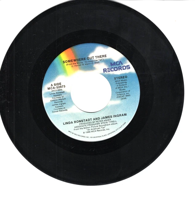 AN AMERICAN TAIL, Linda Ronstadt & James Ingram, Somewhere Out There 45 ...