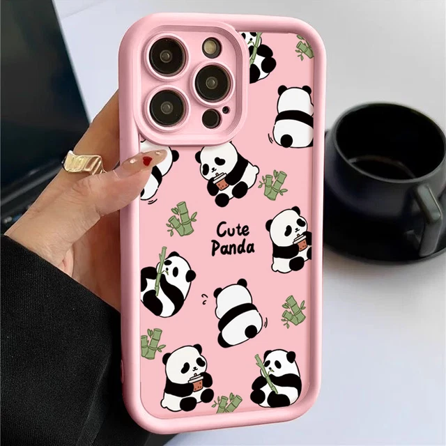 CUTE PANDA PHONE Case For iPhone 16 Pro Max 15 14 13 12 11 7 8 XR Soft ...