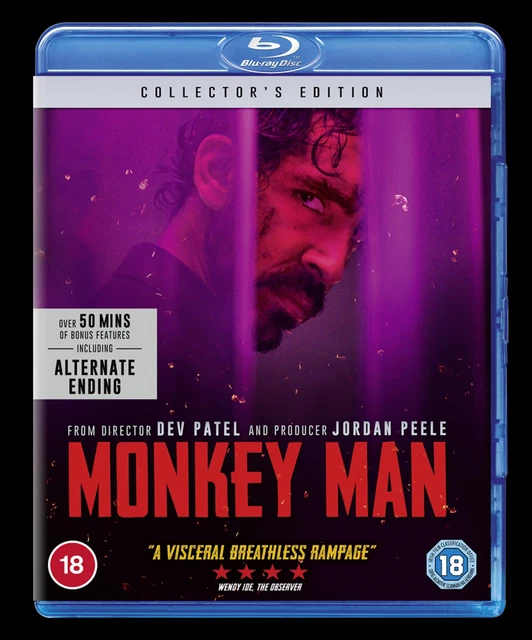 MONKEY MAN (BLU-RAY) Zakir Hussain Dev Patel Vipin Sharma Makrand ...