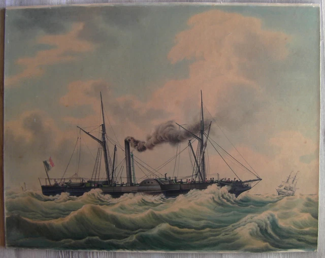 ANCIENNE LITHOGRAPHIE D'APRÈS Antoine Roux marine vapeur EUR 25,00 ...