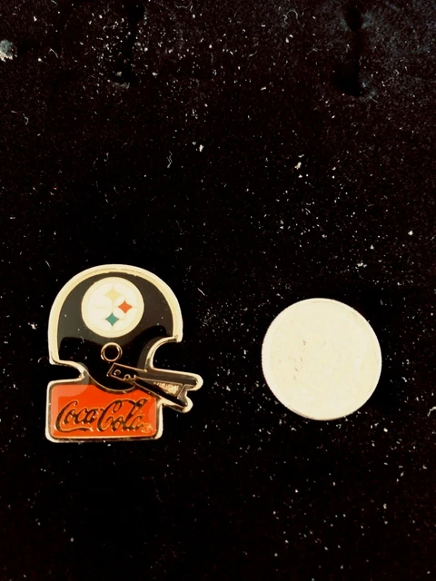 COCA COLA AND Pittsburgh Steelers Metal Helmet Pin 1985 NFL Licensed ...