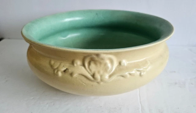 VINTAGE RED WING Rumrill Pottery 480 low bowl cream & green $19.99 ...
