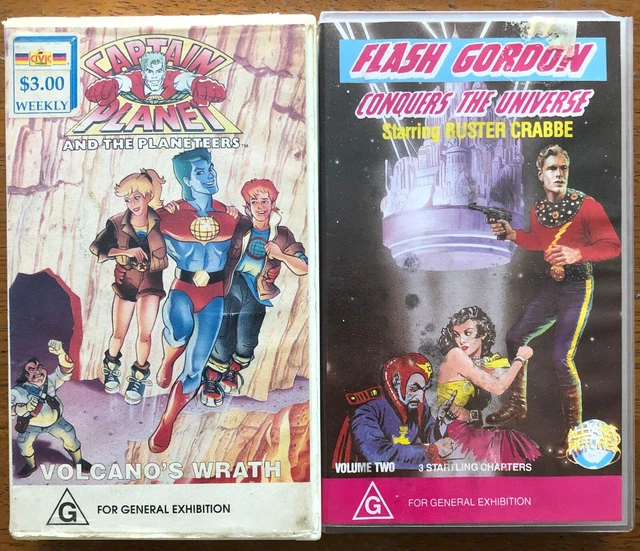 2 X VHS CAPTAIN PLANET & The PLANETEERS Volcano's Wrath - FLASH GORDON ...